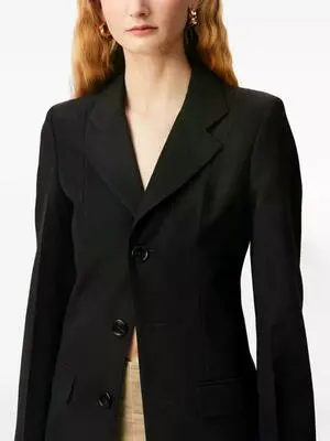 AMI Paris Wool Fitted Single-breasted Coat - Black