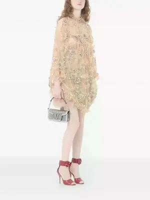 Valentino Garavani Small Locò Shoulder Bag With Rhinestones - Silver