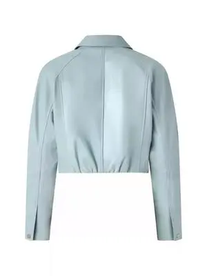 Pinko Leather Zip Jacket - Blue