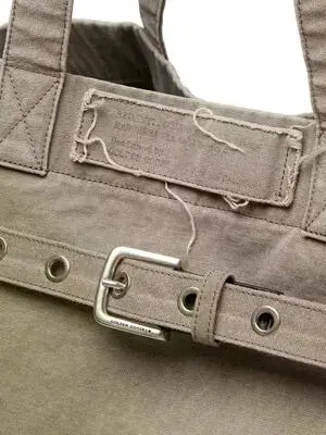 GOLDEN GOOSE Anthracite Canvas Tote Bag With Embroidery And Antique Silver Details