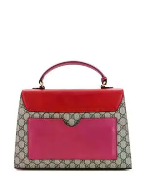 Gucci Padlock Top Handle Gg Coated Canvas And Leather Satchel - Brown