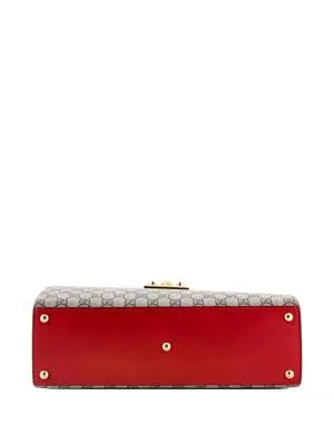 Gucci Padlock Top Handle Gg Coated Canvas And Leather Satchel - Brown