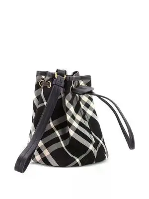Burberry Wristlet Check Canvas Mini Bucket Bag - Black