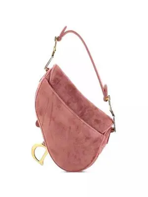 Dior Saddle Velvet Mini Shoulder Bag With Crystals - Pink