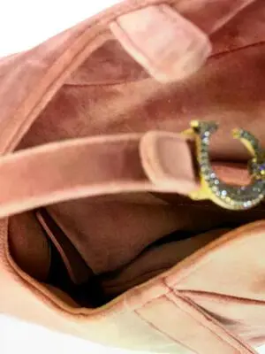 Dior Saddle Velvet Mini Shoulder Bag With Crystals - Pink