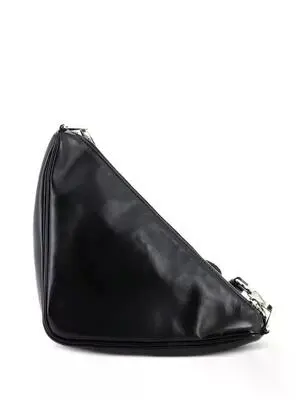 Prada Triangle Logo Zip Leather Crossbody Bag