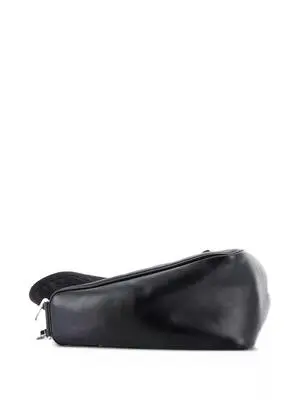Prada Triangle Logo Zip Leather Crossbody Bag