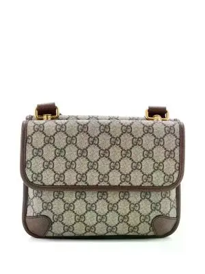 Gucci Neo Vintage Flap Messenger Gg Coated Canvas Crossbody Bag - Brown