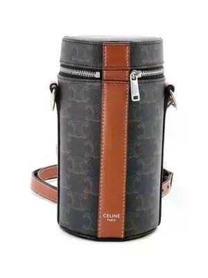 Celine Vertical Cylinder Triomphe Coated Canvas Crossbody Bag - Brown