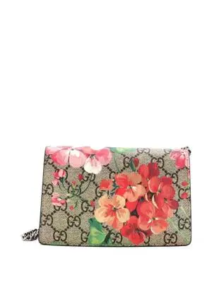 Gucci Dionysus Blooms Print Gg Coated Canvas Super Mini Crossbody Bag - Brown