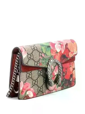Gucci Dionysus Blooms Print Gg Coated Canvas Super Mini Crossbody Bag - Brown