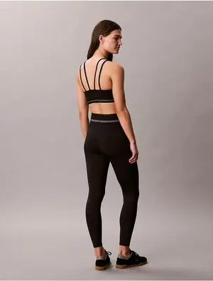 Calvin Klein Icon Sport Striped Wide Waistband 7/8 Leggings - Black