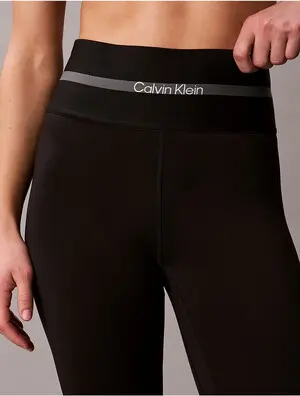 Calvin Klein Icon Sport Striped Wide Waistband 7/8 Leggings - Black