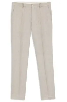 BOSS Slim-fit Linen Blend Trousers - Light Grey