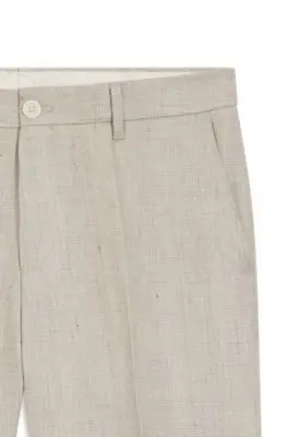 BOSS Slim-fit Linen Blend Trousers - Light Grey