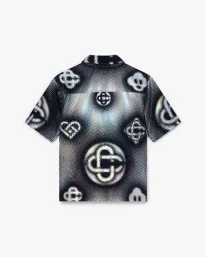Casablanca Pearlescent Monogram Short Sleeve Denim Shirt - Multicolor