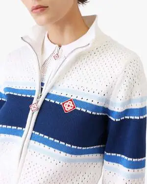 Casablanca Striped Mesh Bomber Jacket - Blue