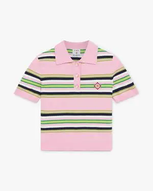 Casablanca Striped Fitted Polo Shirt - Green