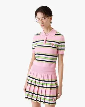 Casablanca Striped Fitted Polo Shirt - Green
