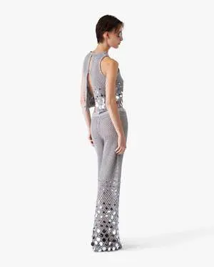 Casablanca Silver Crochet Mirror Top - Multicolor