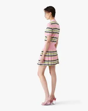 Casablanca Striped Pleated Mini Skirt - Green