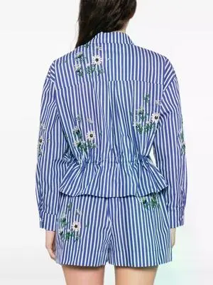 Maje Striped Floral Sequin Embroidered Shirt