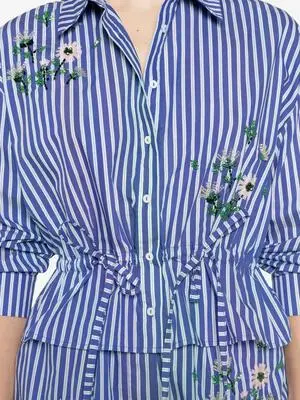 Maje Striped Floral Sequin Embroidered Shirt