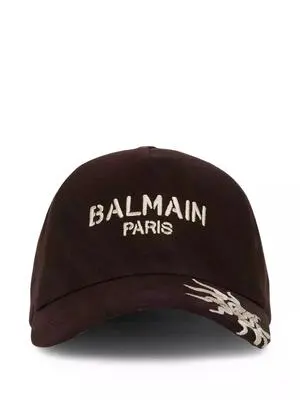 Balmain Logo-embroidered Baseball Cap - Brown