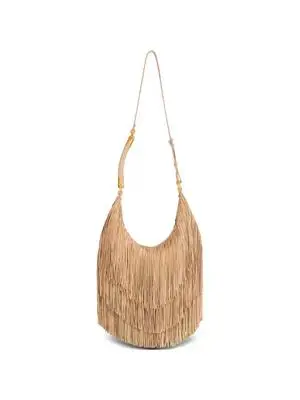 Balmain Large Fringed Shoulder Bag - Neutrals