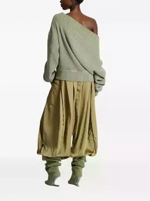 Balmain Asymmetric Neck Ribbed-knit Sweater