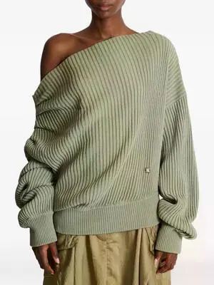 Balmain Asymmetric Neck Ribbed-knit Sweater