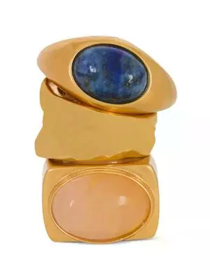 Balmain Geometric Signet Rings Set - Gold