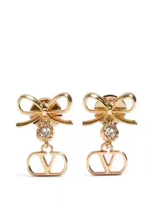 Valentino Garavani Vlogo Signature Earrings In Metal And Swarovski® Crystals - Gold