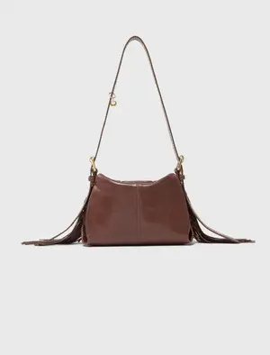 Maje Miss M Mini Bag In Vintage Leather With Fringe Detail - Brown