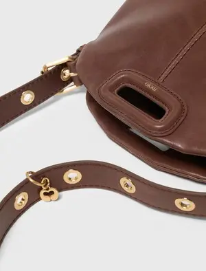 Maje Miss M Mini Bag In Vintage Leather With Fringe Detail - Brown