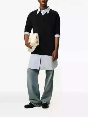 AMI Paris Wool Short Sleeve V-neck Sweater