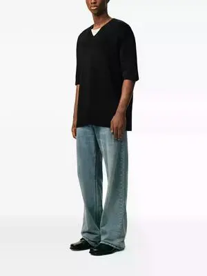 AMI Paris Wool Short Sleeve V-neck Sweater