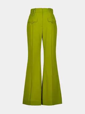 Zimmermann Luna Wool Flare Trousers - Green