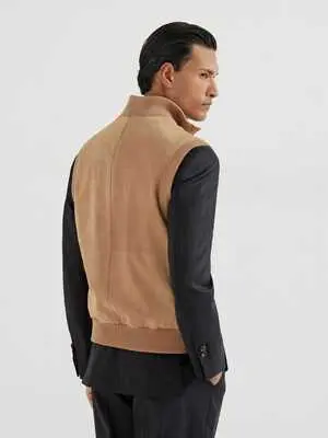 Brunello Cucinelli Light Suede Padded Vest - Brown