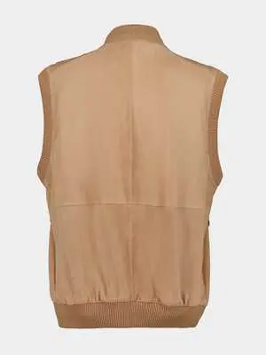 Brunello Cucinelli Light Suede Padded Vest - Brown