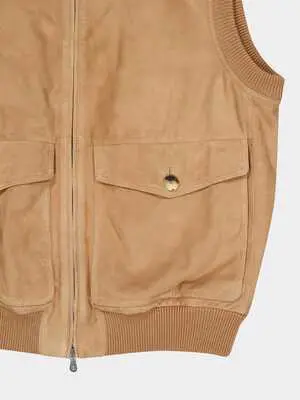 Brunello Cucinelli Light Suede Padded Vest - Brown