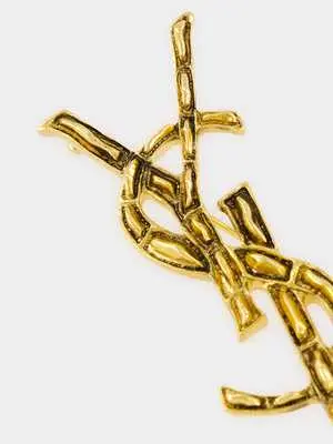 Saint Laurent Cassandre Crocodile Brooch - Gold