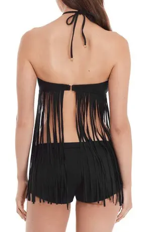 Steve Madden Fringe Halter Tankini Top