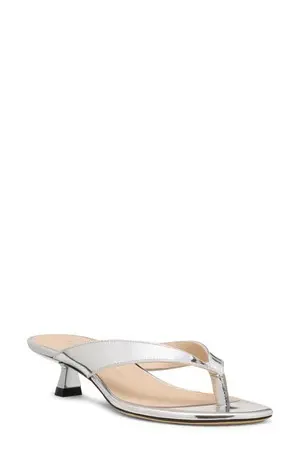 STUART WEITZMAN Rio Kitten Heel Sandal - Silver