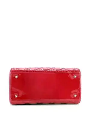 Dior Lady Nm Cannage Quilt Patent Medium Satchel - Red