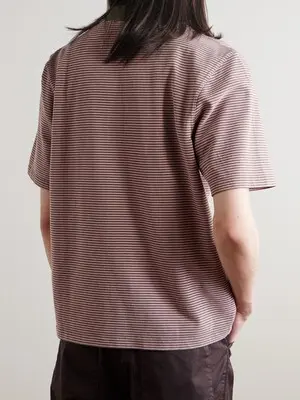 CORRIDOR Striped Cotton-piqué Polo Shirt - Pink