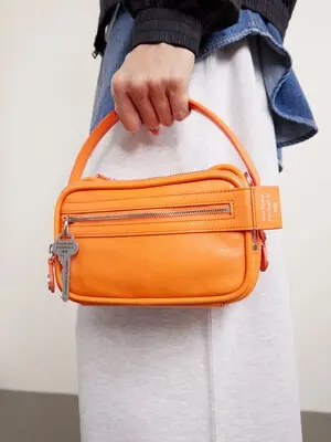 Acne Studios Camero Embellished Textured-leather Messenger Bag - Orange