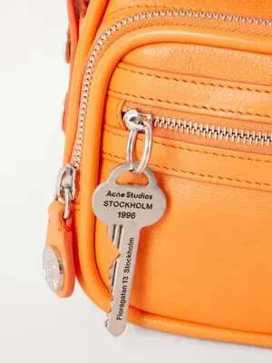 Acne Studios Camero Embellished Textured-leather Messenger Bag - Orange