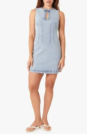 Habitual Studded Seamed Denim Minidress - Aire