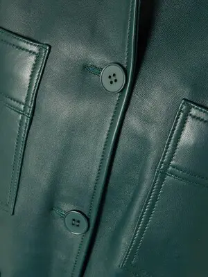 Nour Hammour Seleste Paneled Leather Jacket - Blue